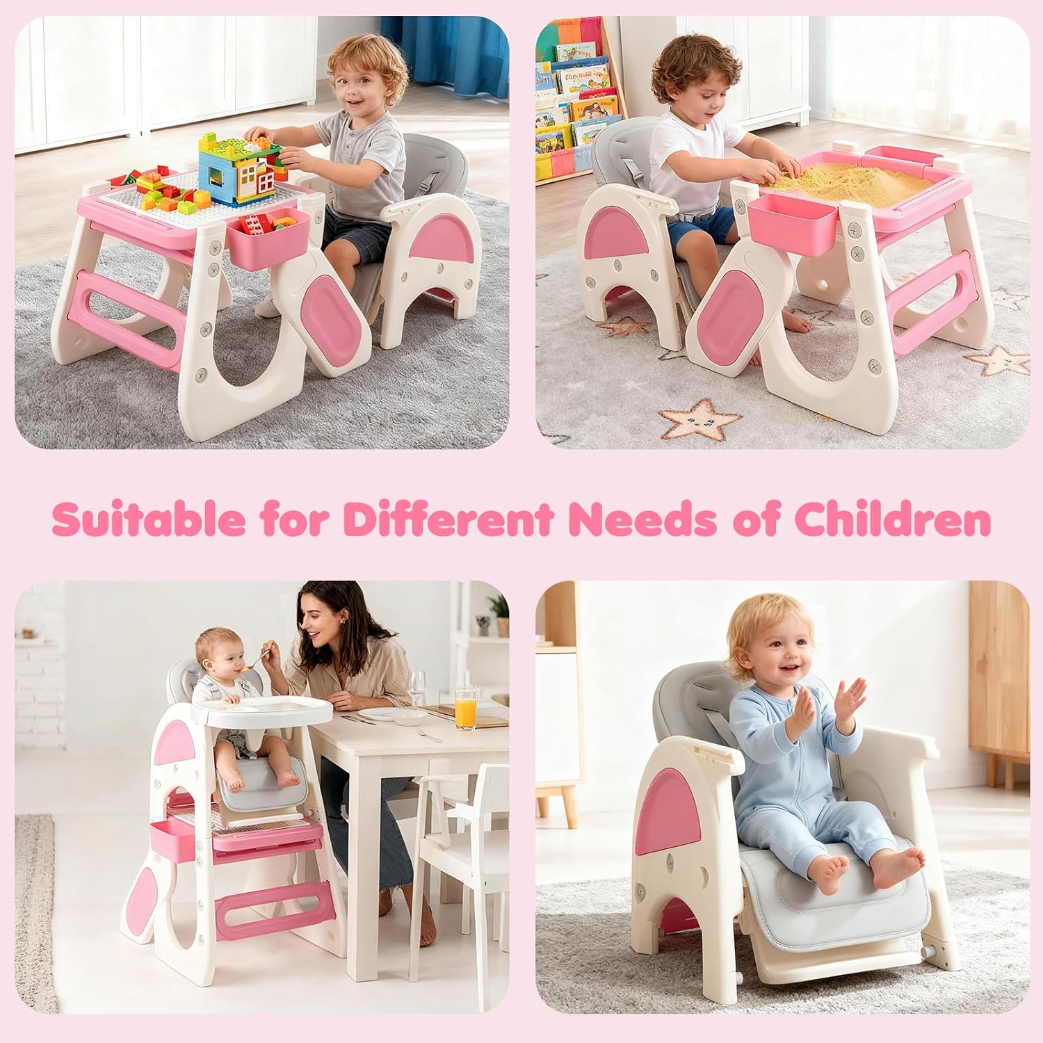 INFANS 8 in 1 Baby High Chair, Converts to Kids Table and Chair Set, w ...