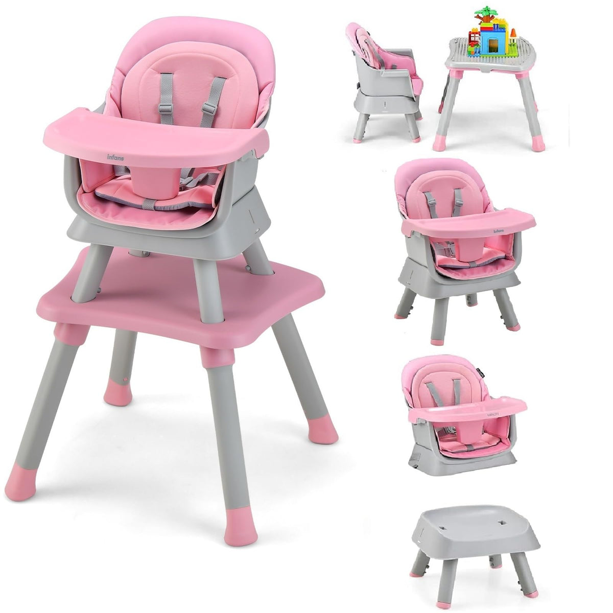 INFANS 8 in 1 Baby High Chair, Convertible Highchair for Babies and To ...