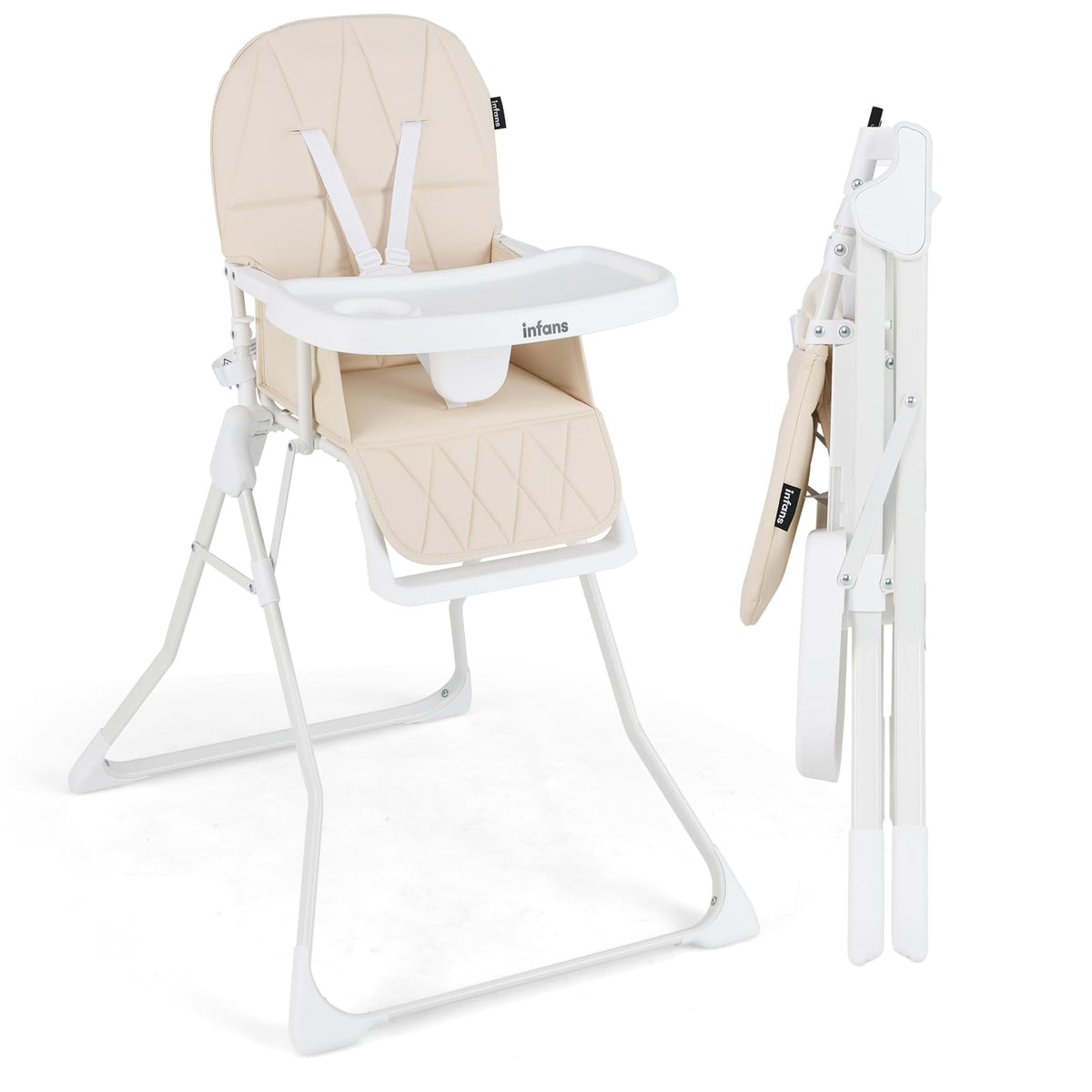 INFANS Baby High Chair, Quick Folding Portable Highchair for Babies an ...